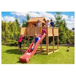 Spielturm Fungoo "My SPACE XL", braun (rot), Spielt&uuml;rme, KinderB:477cm H:305cm T:251cm, Holz, Metall, Polyethylen, mit Schaukel & Rutsche, FSC - sch&uuml;tzt Wald, B:477cm H:305cm T:251cm