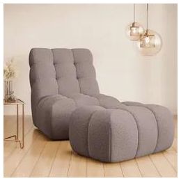XXL-Sessel Home Affaire "AURELIAN Loveseat XXL mit Hocker im Set, Lese-Sessel, Relaxsessel", braun, B:88,5cm H:95,5cm T:130cm, 100% Polyester, Sessel, XXL-Sessel, mit Wellenunterfederung, Struktur fein, Struktur grob, Velours