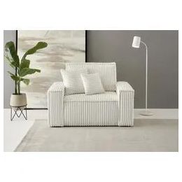 Loveseat OTTO HOME "FINNLEY, XXL-Sessel, Lesesessel, trendige Stoffe, inkl. Zierkissen", beige (hellbeige), B:120cm H:85cm T:86cm, Bezugstoff 100% PES ;Gramatur 400g/qm +/- 5%, Sessel, verf&uuml;gbar in den Stoffqualit&auml;ten Boucl&eacute;, Struktur fein und Mega Cord