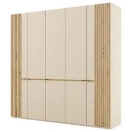 Dreht&uuml;renschrank Musterring "Isabelle", beige (champagner, dekor), B:246,3cm H:236cm T:58cm, Hartfaserplatte, Holzwerkstoff, Schr&auml;nke, Dreht&uuml;renschrank, Lamellen in Eiche, Griffe in schwarz, verschiedene Gr&ouml;&szlig;en und Farben