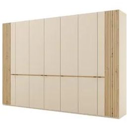 Dreht&uuml;renschrank Musterring "Isabelle", beige (champagner, dekor), B:344,2cm H:216cm T:58cm, Hartfaserplatte, Holzwerkstoff, Schr&auml;nke, Dreht&uuml;renschrank, Lamellen in Eiche, Griffe in schwarz, verschiedene Gr&ouml;&szlig;en und Farben