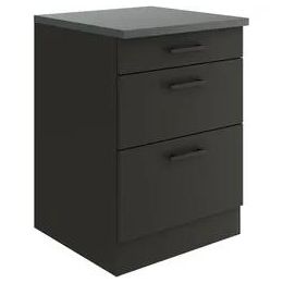 Unterschrank Optifit "Palma", schwarz (anthrazit, anthrazit, anthrazit), B:60cm H:84,8cm T:60cm, Holzwerkstoff, Schr&auml;nke, Unterschrank, Breite 60 cm, mit 3 Schubk&auml;sten