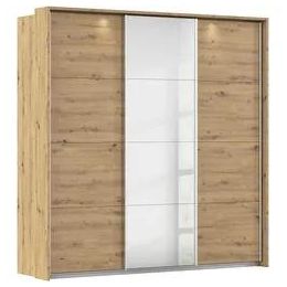 Schwebet&uuml;renschrank Rauch "Kleiderschrank Schrank Garderobe CORTONA optional mit Beleuchtung", braun (eiche artisan), B:211cm H:214cm T:64cm, Holzwerkstoff, Schr&auml;nke, Schwebet&uuml;renschrank, inkl. Passepartout, Inneneinteilung 2 Boxen und B&ouml;den MADE IN GERMANY