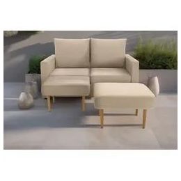 2-Sitzer DOMO collection "Slunce, Outdoor-Raumwunder", beige, B:170cm H:95cm T:105cm, 100% Olefin, Sofas, 2-Sitzer inkl. 2 Hocker, Outdoor geeignet