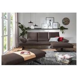 Ecksofa W.Schillig "broadway, Designsofa mit tollem Sitzkomfort", braun (mocca s37), B:291cm H:94cm T:164cm, Stoff S37 (100% Polyester): Luxus-Microfaser in Lederoptik, Sofas, Ecksofa, Sitztiefenverstellung, Kopfteil- & Seitenteilverstellung, Breite 291cm