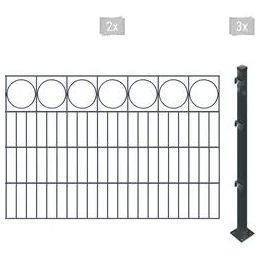 Doppelstabmattenzaun Arvotec "ESSENTIAL 80 zum Aufschrauben "Ring" mit Zierleiste", grau (anthrazit), H:80cm, Kunststoff, Stahl, Zaunelemente, Zaunh&ouml;he 80 cm, Zaunl&auml;nge 2 - 60 m