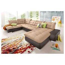 Sit & More Wohnlandschaft SIT & MORE "Palomino U-Form", braun (mokka, cappuccino), B:355cm H:84cm T:208cm, NaturLEDER (echtes Rindsleder) in Sitz und R&uuml;cken. Korpus mit Kunstleder SOFTLUX bezogen;Kunstleder SOFTLUX/Struktur (100% Polyester);NaturLEDER: Bitte beachten Sie, dass Lederbez&uuml;ge mehr N&auml;hte aufweisen als Stoffbez&uuml;ge.;Kunstleder SOFTLUX/Feinstruktur (100% Polyester), Sofas, Wohnlandschaft, wahlweise 