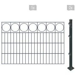 Doppelstabmattenzaun Arvotec "ESSENTIAL 80 zum Aufschrauben "Ring" mit Zierleiste", grau (anthrazit), H:80cm, Kunststoff, Stahl, Zaunelemente, Zaunh&ouml;he 80 cm, Zaunl&auml;nge 2 - 60 m