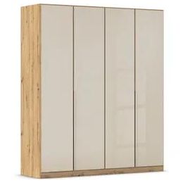 Dreht&uuml;renschrank OTTO HOME "Kleiderschrank Kleiderschr&auml;nke Schrank Garderobe AGORDO mit Glasfront", beige (eiche artisan, glas beige (champagner)), B:181cm H:210cm T:54cm, Holzwerkstoff, Schr&auml;nke, Dreht&uuml;renschrank, durchdachte Innenausstattung, in 8 Breiten und 2 H&ouml;hen MADE IN GERMANY