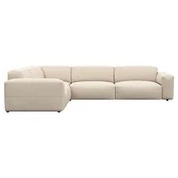 Ecksofa FLEXLUX "Lucera, super bequem durch hochwertigen Sitzaufbau mit Kaltschaum", wei&szlig; (warm wei&szlig;), B:319cm H:73cm T:285cm, 100% Echteder, Sofas, Ecksofa, modern & anschmiegsam, L-Form, Designsofa