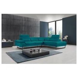 Ecksofa Egoitaliano "Queenie, extravagantes Sofa mit erstklassigem Sitzkomfort, L-Form", blau (teal), B:284cm H:95cm T:108cm, Luxus-Microfaser (100% Polyester) Leder &raquo;BULL&laquo; (echtes Rindsleder). Geschliffenes, pigmentiertes und behandeltes Rindsleder mit einer Dicke von 1, 3-1, 5 mm. Dieses Leder zeigt eine ziemlich weiche Hand mit einem halb undurchsichtigen Aussehen. Es handelt sich um ein gesch&uuml;