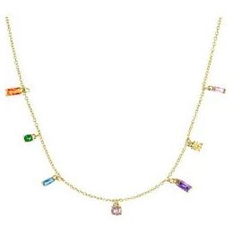 Kette mit Anh&auml;nger s.Oliver "Regenbogen", bunt (gelbgoldfarben, orange, gr&uuml;n, blau, rosa, lila, gelb, pink), Halsketten, Damen, Silber 925 (Sterlingsilber), L: 45, mit Zirkonia (synth.)