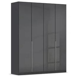 Dreht&uuml;renschrank OTTO HOME "Kleiderschrank Kleiderschr&auml;nke Schrank Garderobe AGORDO mit Glasfront", grau (graumetallic, glas basalt), B:181cm H:229cm T:54cm, Holzwerkstoff, Schr&auml;nke, Dreht&uuml;renschrank, durchdachte Innenausstattung, in 8 Breiten und 2 H&ouml;hen MADE IN GERMANY