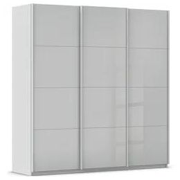 Schwebet&uuml;renschrank OTTO HOME "Kleiderschrank Schrank Garderobe AGORDO mit Glasfront", grau (seidengrau, glas seidengrau), B:203cm H:210cm T:62cm, Holzwerkstoff, Schr&auml;nke, Schwebet&uuml;renschrank, durchdachte Innenausstattung, in 4 Breiten und 2 H&ouml;hen MADE IN GERMANY