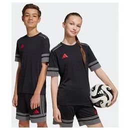 Fu&szlig;balltrikot Adidas PERFORMANCE "SQUA25 JSY Y", Jungen, Gr. 140, schwarz (schwarz, team grau four, pure ruby), Obermaterial: 100% Polyester, Rundhals, Trikots Fu&szlig;balltrikot
