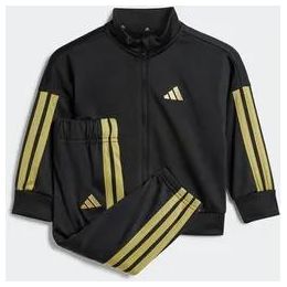 Trainingsanzug Adidas SPORTSWEAR "I 3S TR TS 205", M&auml;dchen, Gr. 104, schwarz (schwarz, gold metallic), Obermaterial: 100% Polyester, Sportanz&uuml;ge Trainingsanzug