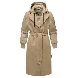 Winterjacke Marikoo "Tjadee", Damen, Gr. M, beige (sand beige), Obermaterial: 90% Polyacryl, 8% Viskose, 2% Elasthan; Innenseite: 100% Polyester; Futter: 100% Polyester, Jacken Winterjacke, Langer Wickelmantel