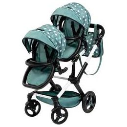 Puppen-Zwillingsbuggy BAYER "Xeo Twin gr&uuml;n", gr&uuml;n, Puppenwagen, KinderB:35cm H:76,5cm T:80cm, Kunststoff, Metall, Stoff, mit Wickeltasche, B:35cm H:76,5cm T:80cm