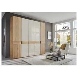Kleiderschrank Wiemann "Cardiff, Massivholzt&uuml;ren in Kombination mit Glas- oder Spiegelt&uuml;ren", beige (glas champagner), B:246,3cm H:236cm T:58cm, Floatglas, Hartfaserplatte, Holzwerkstoff, Massivholz, Schr&auml;nke, Kleiderschrank, hochwertiges Design in langlebiger Qualit&auml;t, viel Stauraum