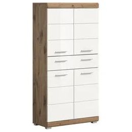 Midischrank Welltime "SIENA, Breite 74cm, 4 T&uuml;ren, 1 Schubkasten, 4 F&auml;cher, MDF-Front", wei&szlig; (nox oak nb, wei&szlig; hochglanz mdf tz), B:74cm H:141cm T:31cm, FSC-zertifizierter Holzwerkstoff, Schr&auml;nke, Midischrank, in verschiedenen Farben erh&auml;ltlich, Badm&ouml;bel, Badschrank, Schrank, Bad