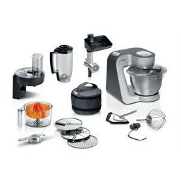 Bosch K&uuml;chenmaschine "MUM5935B Durchlaufschnitzler, 3 Scheiben, Mixer, silber", silber, B:28cm H:28,2cm T:27,1cm, K&uuml;chenmaschinen, Fleischwolf, Kekspresse, Zitruspresse, 3 R&uuml;hr-/Knethaken, sp&uuml;lm.fest, K&uuml;chenmaschine