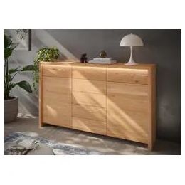 Kombikommode Home Affaire "L&eacute;opoldine", braun, T:41cm, Sideboards, Kombikommode, Kommode aus Kernbuche, Breite 188cm, inkl. LED-Beleuchtung