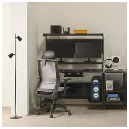Schreibtisch Home Affaire, schwarz (schwarz, schwarz, schwarz), B:120cm H:148cm T:70cm, MDF, Gestell Metall, Tische, Schreibtisch, mit multifunktionalen Features