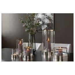 Windlicht Fink "EMPIRE, Kerzenhalter, Dekoglas, elegantes Design", silber (silberfarben), H:28cm &Oslash;:17,5cm, Eisen, Glas, Kerzenhalter, Windlicht, in hochwertiger Qualit&auml;t mit Platinumauflage und mundgbelasenem Glas