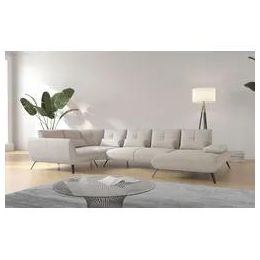 Wohnlandschaft OTTO HOME "Mikado U-Form", beige (creme), B:376cm H:88cm T:226cm, 100% Polyester, Sofas, Wohnlandschaft, inkl. Sitztiefenverstellung und Armteilverstellung