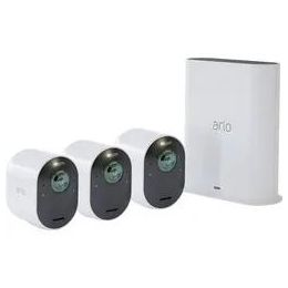 ARLO &Uuml;berwachungskamera "Ultra 2 Spotlight Kabelloses 4K-UHD-&Uuml;berwachungssystem mit 3 Kamera", schwarz-wei&szlig; (wei&szlig;, schwarz), B:5,2cm H:8,9cm T:7,84cm, &Uuml;berwachungskameras