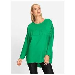 Longshirt Heine "Longshirt", Damen, Gr. 40, gr&uuml;n (grasgr&uuml;n), 100% Baumwolle, unifarben, Rundhals, Shirts Longshirt