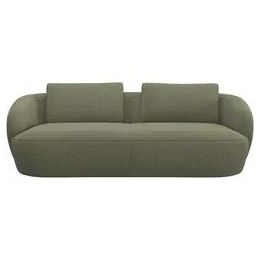 3-Sitzer FLEXLUX "Torino, rund und bequem, Couch, Dreisitzer", gr&uuml;n (moss), B:217cm H:85cm T:102cm, 100% Polyester, Sofas, Modernes, organisches Sofa-Design, Kaltschaum, Wellenunterfederung
