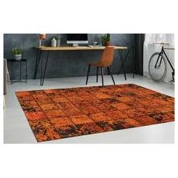 Teppich Arte Espina "Voila 100", orange, B:120cm H:5mm L:170cm, Rindsleder, Teppiche, Teppich, handgen&auml;hter Flachflor-Teppich im Patchwork-Design.