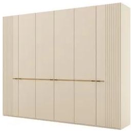 Kleiderschrank Musterring "Isabelle", beige (champagner, dekor), B:295,2cm H:216cm T:58cm, Hartfaserplatte, Holzwerkstoff, Schr&auml;nke, Kleiderschrank, Lamellen in Korpusfarbe, Griffe in schwarz, versch. Gr&ouml;&szlig;en und Farben