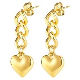Paar Ohrstecker Firetti "Schmuck Geschenk Ohrschmuck Herz", gold (gelbgoldfarben), Ohrringe, Damen, Edelstahl