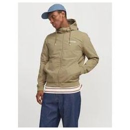 Jack & Jones Blouson JACK & JONES "JJERUSH mit Kapuze", Herren, Gr. L, crockery detail:solid, Web, Obermaterial: 100% Polyester, unifarben, slim fit normal, ohne Ausschnitt, Rippb&uuml;ndchen, Jacken Blouson, Kunstfaser, regular fit