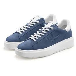 Sneaker ELBSAND "Schn&uuml;rschuh, Turnschuh, Schn&uuml;rhalbschuh, Freizeitschuh, Ledersneaker", Damen, Gr. 40, blau, Obermaterial: 95% Ziegenleder, 5% Schafsleder. Decksohle: 100% Schafsleder. Futter: 100% Lederimitat. Laufsohle: 100% Synthetik, unifarben, Schuhe Sneaker, aus Leder mit modischer Plateausohle