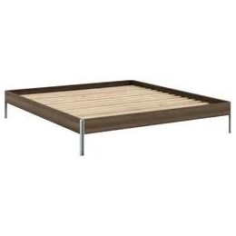 Bettgestell KARUP DESIGN "CORE BED Bodenbett, Holzrahmen, Futonbett, Jugendbett, Holzbett", carob braun, metallfarben, B:186cm H:34cm L:206cm, Betten, Bettgestell, Massivholzbett mit Lattenrost, Kiefer massiv, Doppelbett ohne Kopfteil