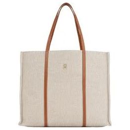 Tragetasche Tommy Hilfiger "TH PREMIUM BEACH LE TOTE", Damen, Gr. B/H/T: 34cm x 33cm x 14cm, beige (natur, braun), Lederimitat, Textil, Taschen, Damen Henkeltasche, Shopper, Schultertasche mit Streifen