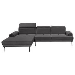 Ecksofa Musterring "MR 4580", grau (anthrazit), B:288cm H:79cm T:220cm, 100% Polyester, Sofas, Ecksofa, mit Kopf- und Sitztiefenverstellung, Metallfu&szlig; chrom, 288 x 193/220cm