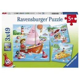 Puzzle Ravensburger "3x49, Auf dem Wasser", bunt, Puzzles, KinderB:21cm H:21cm, Pappe, Made in Europe, B:21cm H:21cm