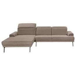 Ecksofa Musterring "MR 4580", grau (taupe), B:288cm H:79cm T:220cm, 100% Polyester, Sofas, Ecksofa, mit Kopf- und Sitztiefenverstellung, Metallfu&szlig; chrom, 288 x 193/220cm