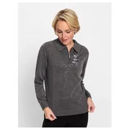 Classic Dog Polokragenpullover CLASSIC "Pullover", Damen, Gr. 40, grau (anthrazit, meliert), 85% Polyacryl, 10% Polyester, 5% metallisierte Fasern, unifarben, Pullover