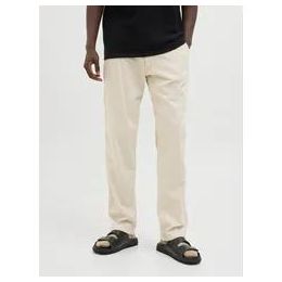Jack & Jones Stoffhose JACK & JONES "JPSTKANE HYBRID BONDI JOGGER SN", Herren, Gr. M, N-Gr, gelb (moonbeam), Web, Obermaterial: 80% Baumwolle, 20% Leinen, unifarben, relaxed fit kn&ouml;chellang, Hosen Stoffhose