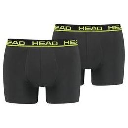 Boxershorts Head "Boxershort Basic Boxer 2P 2er Pack", Herren, Gr. L, grau (anthrazit, gelb), Obermaterial: 95% Baumwolle CO. 5% Elasthan EL., Unterhosen