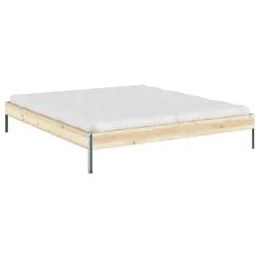 Bettgestell KARUP DESIGN "CORE BED Bodenbett, Holzrahmen, Futonbett, Jugendbett, Holzbett", raw, metallfarben, B:186cm H:34cm L:206cm, Betten, Bettgestell, Massivholzbett mit Lattenrost, Kiefer massiv, Doppelbett ohne Kopfteil