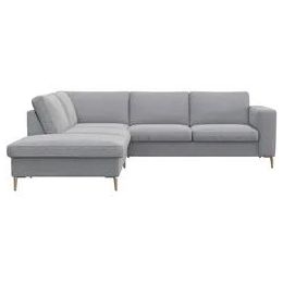 Ecksofa FLEXLUX "Fiore, L-Form, super bequem durch Kaltschaum im Sitz", grau (sophisto gre), B:234cm H:85cm T:225cm, 100% Polyester, Sofas, Ecksofa, schmale Armlehnen, F&uuml;&szlig;e Alu/Eiche, B/T 234/225 cm