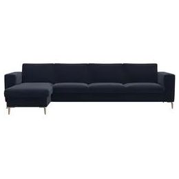 Ecksofa FLEXLUX "Fiore, super bequem durch hochwertigen Sitzaufbau mit Kaltschaum", blau (royal blau), B:295cm H:85cm T:159cm, 100% Polyester, Sofas, Ecksofa, breite Armlehnen, F&uuml;&szlig;e Alu+ Eiche, L-Form