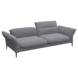 3-Sitzer FLEXLUX "Salino, Funktionssofa, Relaxsofa", grau (steel), B:248cm H:88cm T:105cm, 100% Polyester, Sofas, Sofa mit Arm- und Kopfteil-Verstellungen, Kaltschaum & Stahl-Wellen