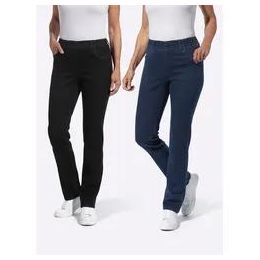 Bequeme Jeans Classic Basics, Damen, Gr. 48, Normalgr&ouml;&szlig;en, blau (dunkelblau, schwarz denim), 81% Baumwolle, 17% Polyester, 2% Elasthan, unifarben, lang, Jeans